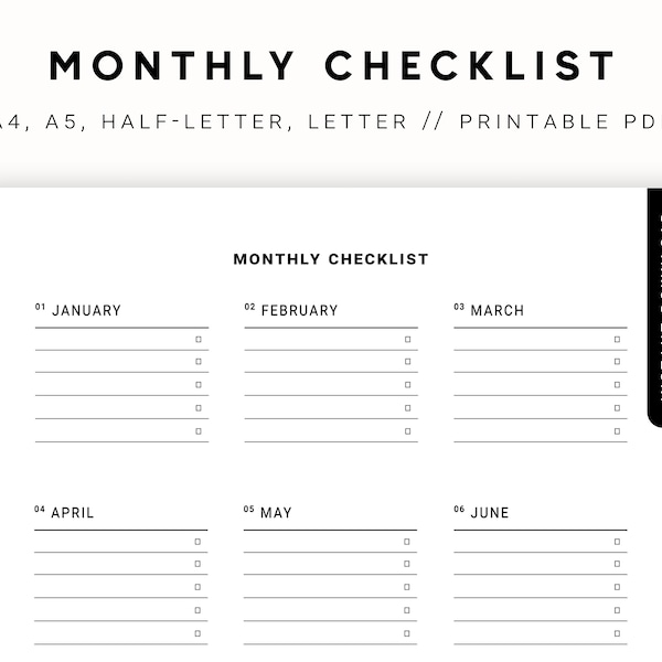 Monthly Checklist Printable - Etsy