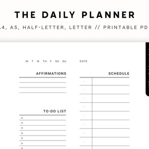 Minimalist Daily Planner Printable, Daily to Do List for Work/home ...