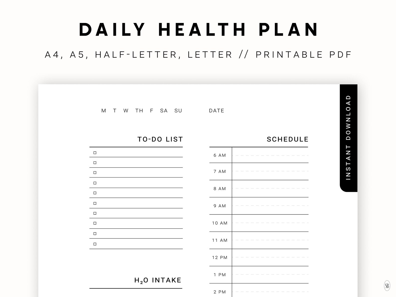Daily Health Planner Printable, Daily to Do List for Work/home ...