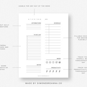 Minimalist Daily Planner Printable, Daily to Do List for Work/home ...