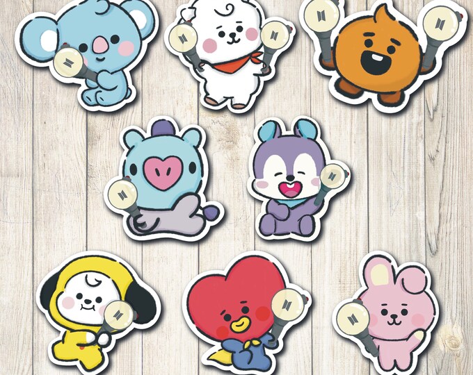 BTS BT21 Sticker With Army Bomb Die Cut Vinyl BTS Sticker BT21 Sticker ...