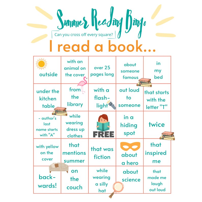 Kids Summer Reading Challenge Reading Log Book Bingo Book | Etsy