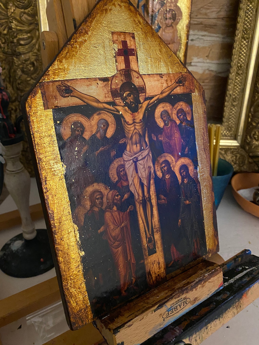 Jesus Christ Golden Orthodox Icon, Crucifiction, Orthodox Cross, Yeshua ...