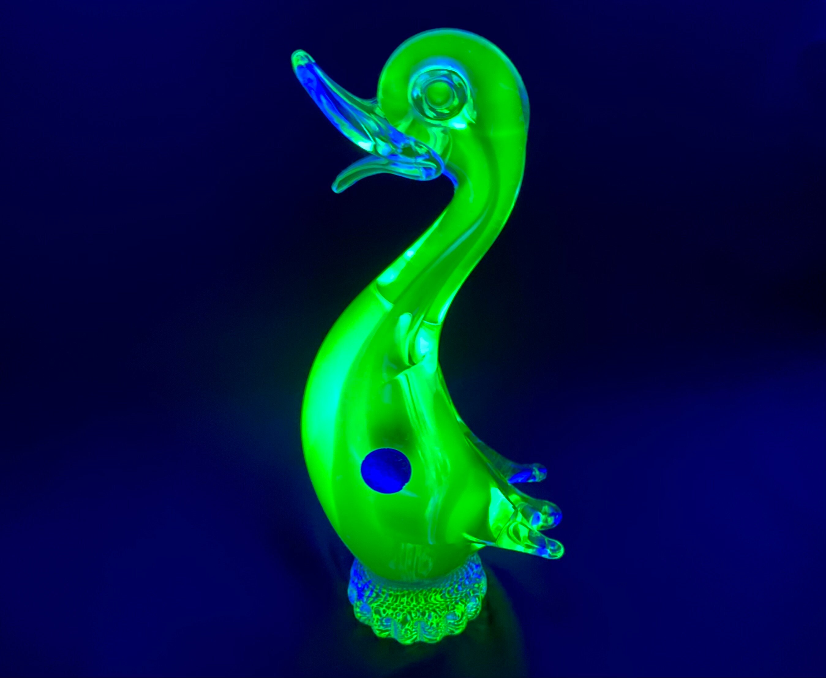Uranium Glass Murano Duck in Perfect Condition Original Label RARE NEW ...