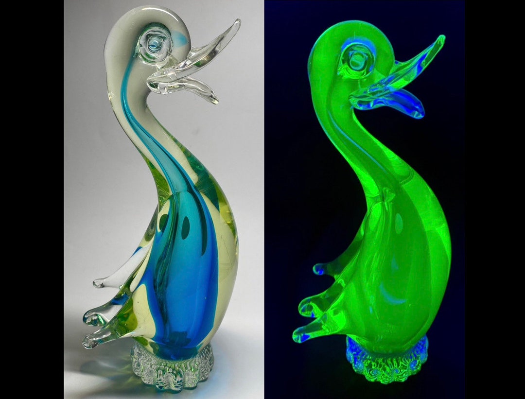 Uranium Glass Murano Duck in Perfect Condition Original Label RARE NEW ...