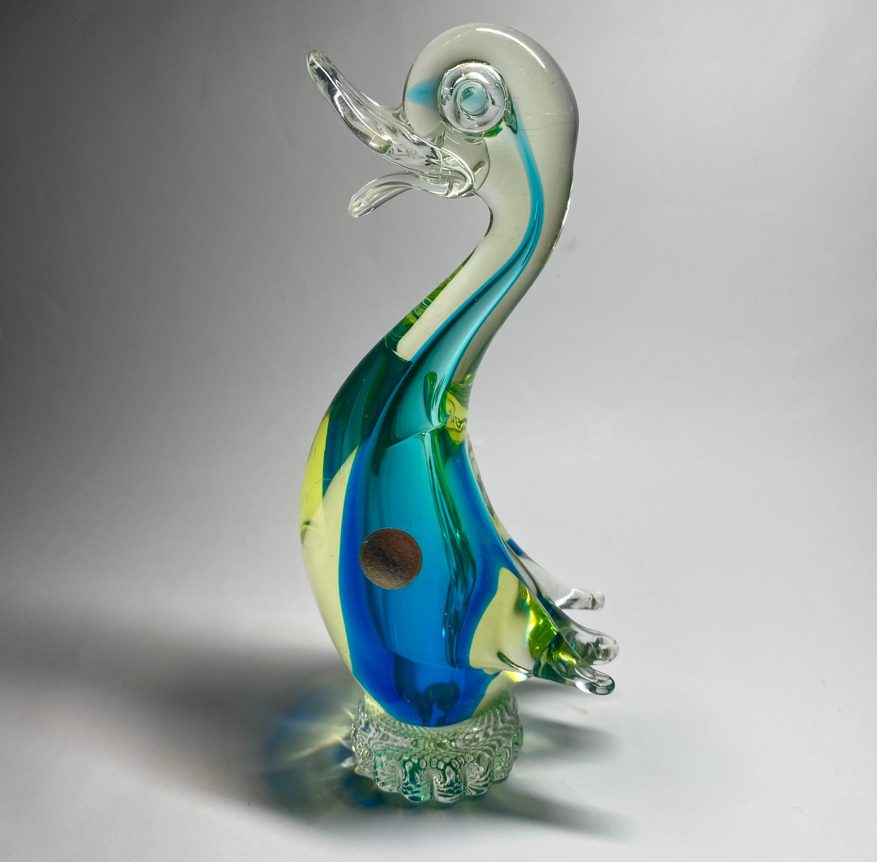 Uranium Glass Murano Duck in Perfect Condition Original Label RARE NEW ...