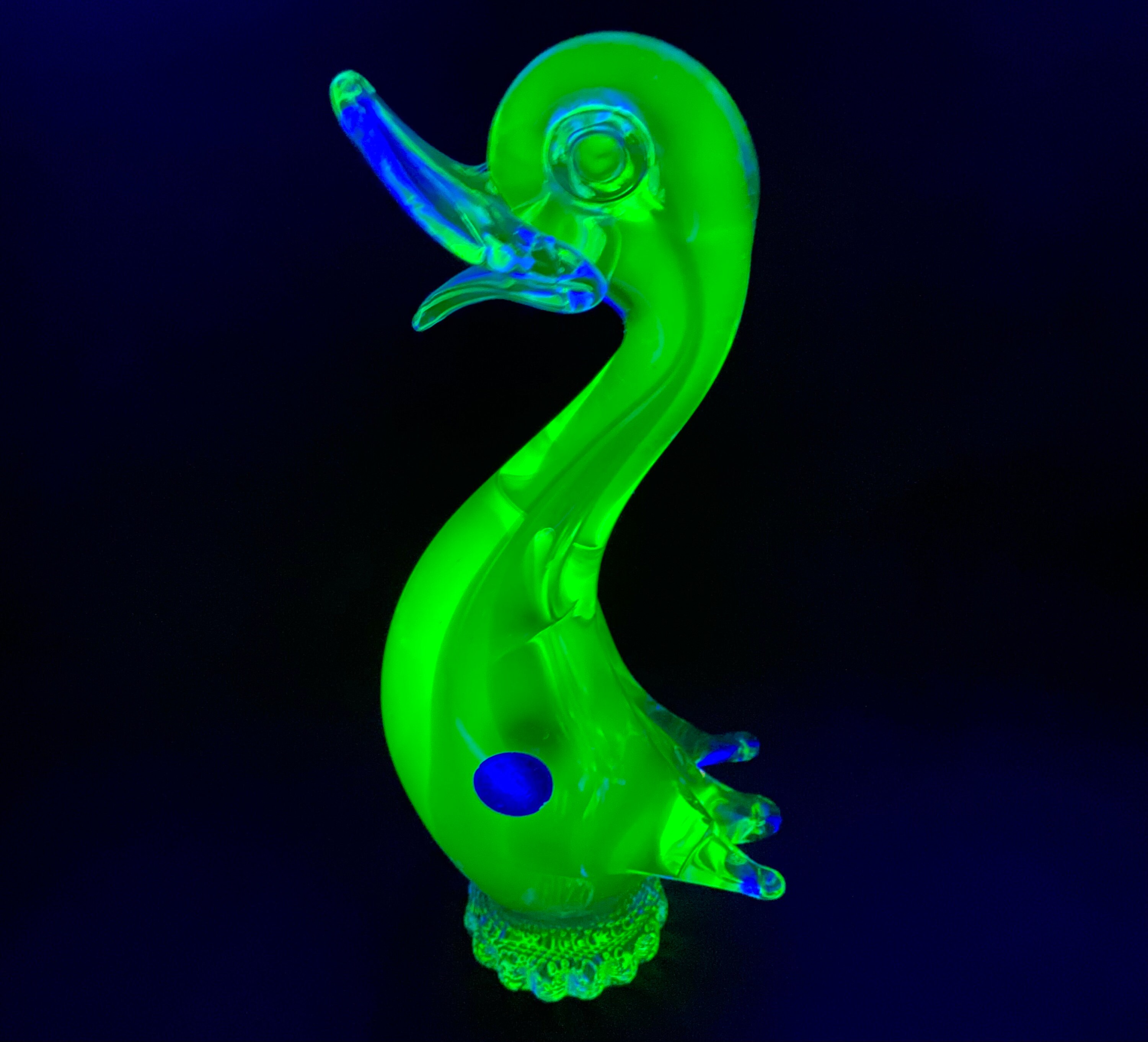 Uranium Glass Murano Duck in Perfect Condition Original Label RARE NEW ...