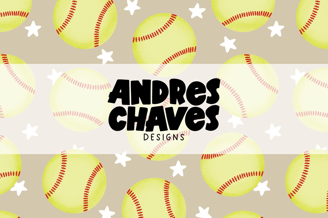 Softball - Neutral - Seamless Pattern. Digital File for Use on Fabric ...