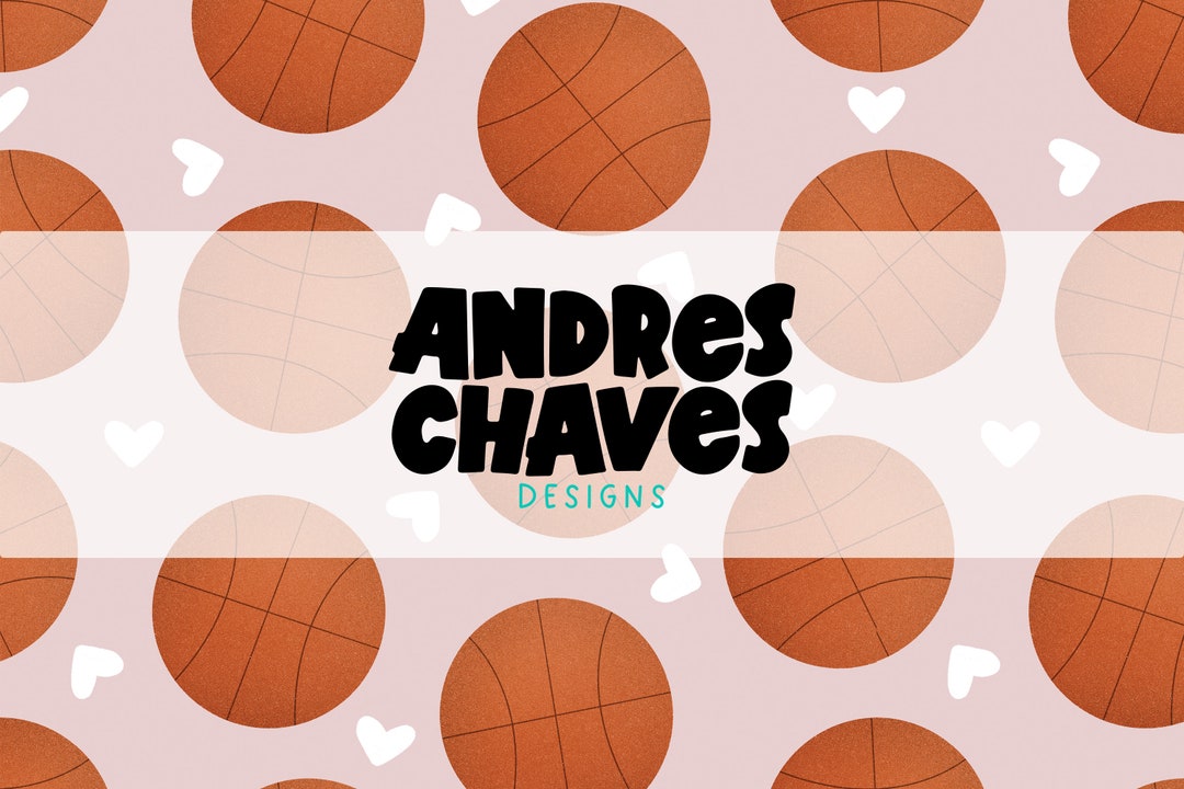 Basketball & Hearts - Pink - Seamless Pattern. Digital File for Use on ...