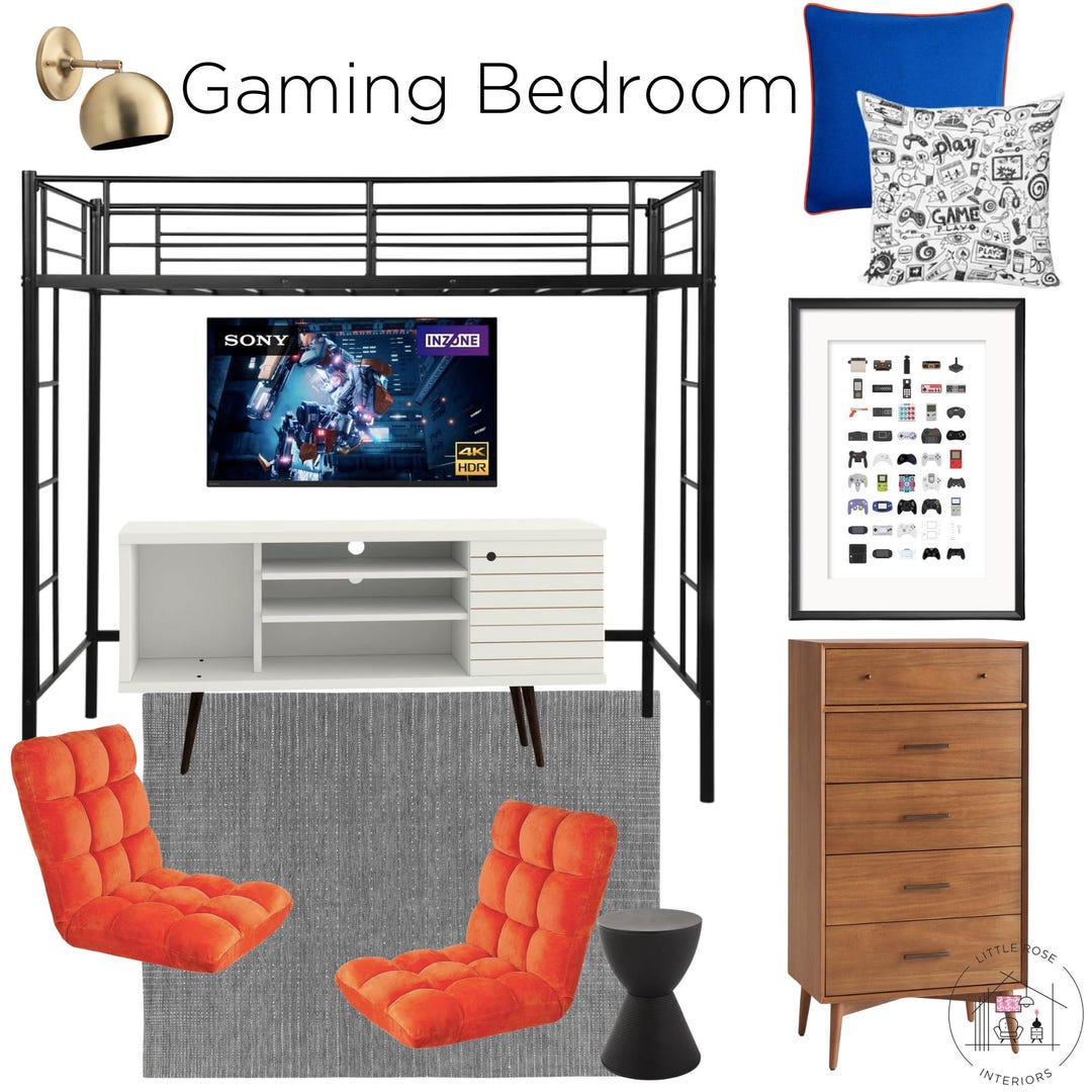 Gaming Bedroom|mid-century Bedroom|virtual Design Board|online Interior ...
