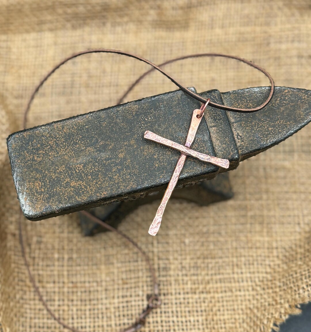 Hand Forged Copper Cross Necklace, Rustic Mens Jewelry - Etsy