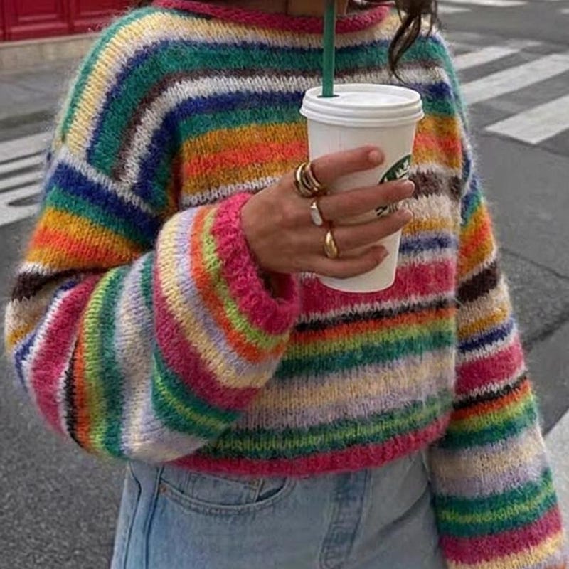 Mohair Rainbow Pullover - Etsy