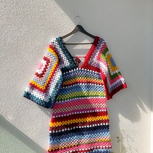 Granny Crochet Dress Pattern, Colorful Dress Pattern, Easy Dress ...