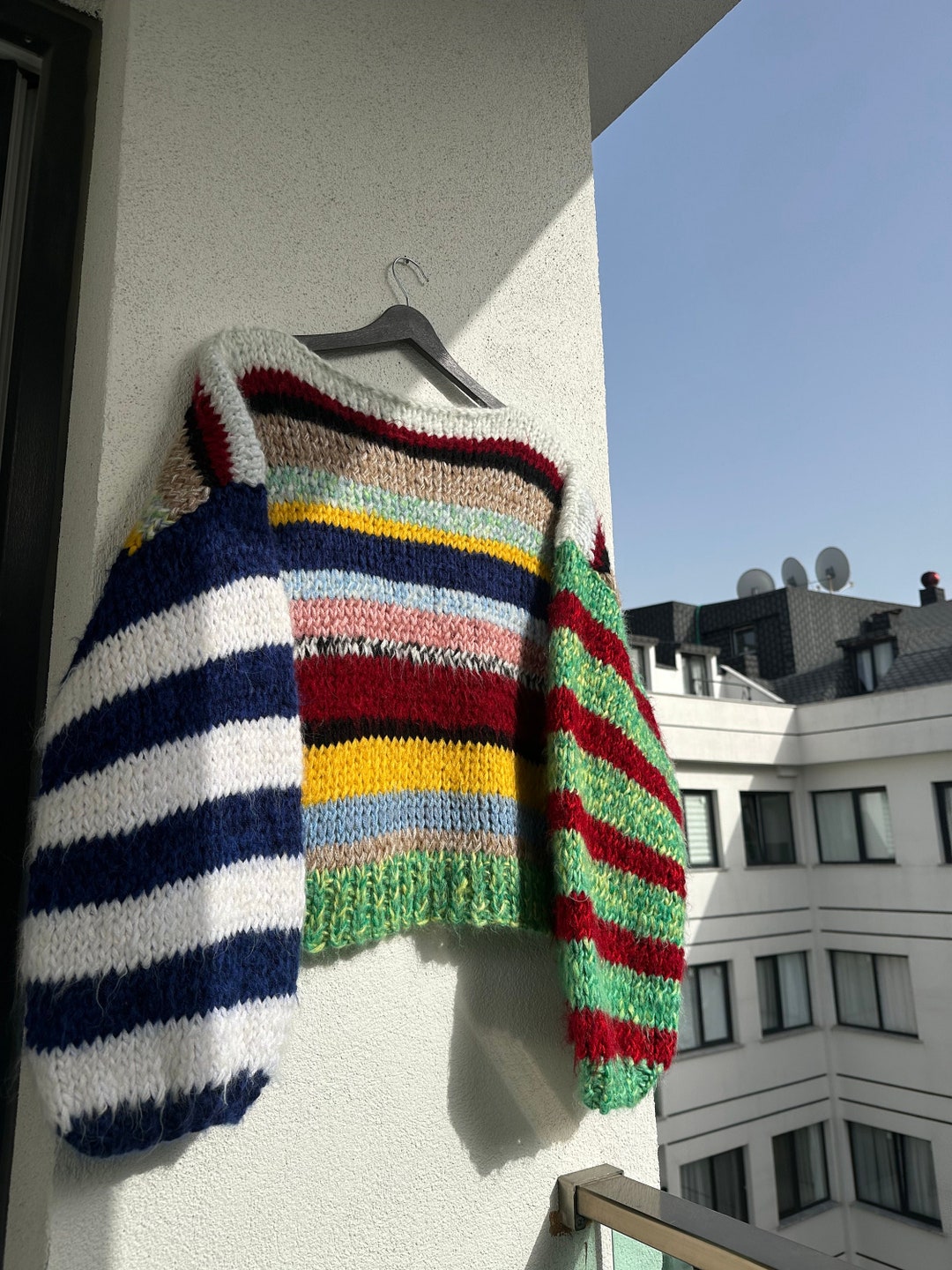 Colorful Striped Sweater Pattern, Crochet Sweater Pattern, Hand Knitted ...