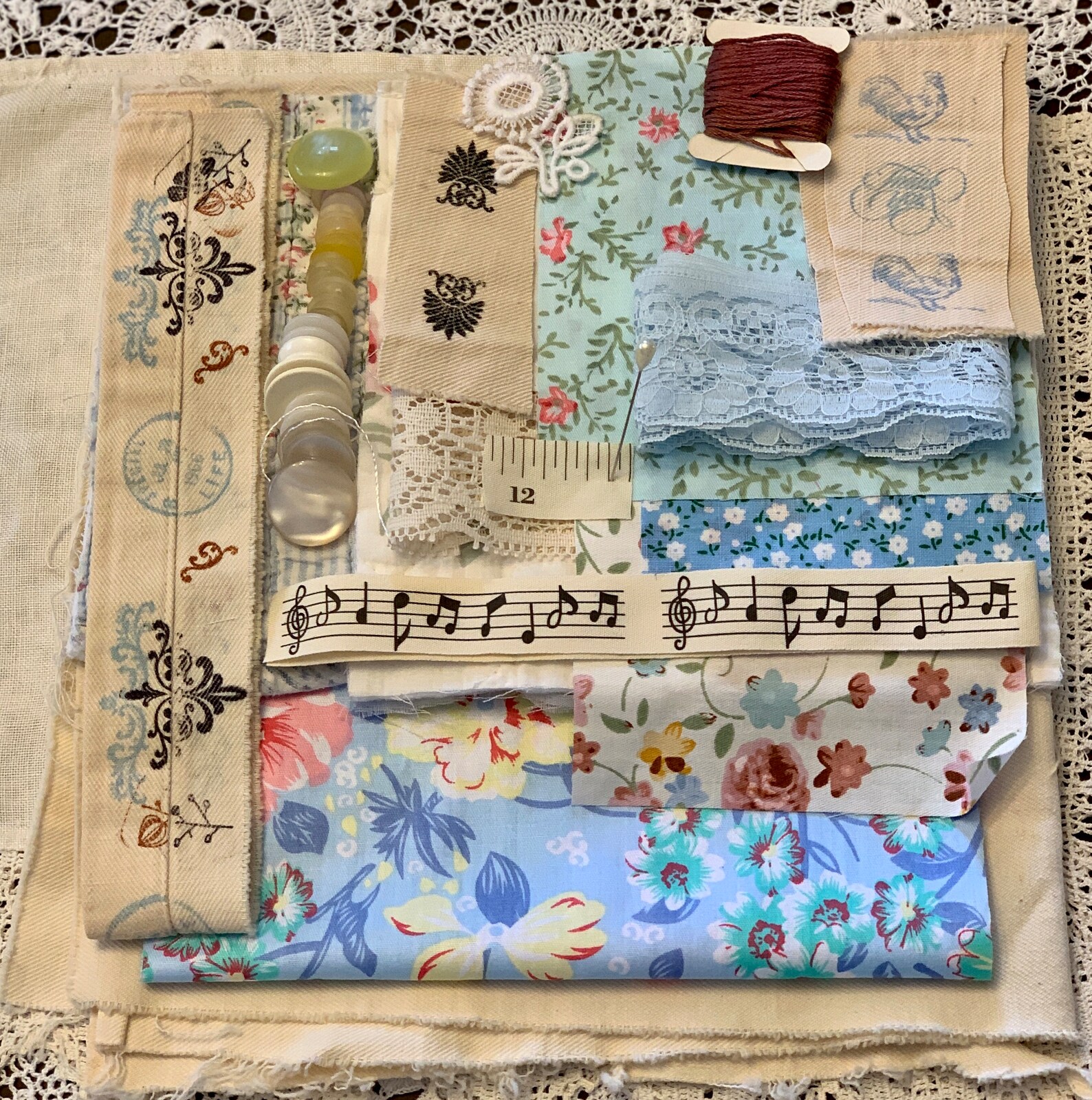 Vintage Craft Bundles Slow Stitch Antique Fabric Craft Packs Vintage ...