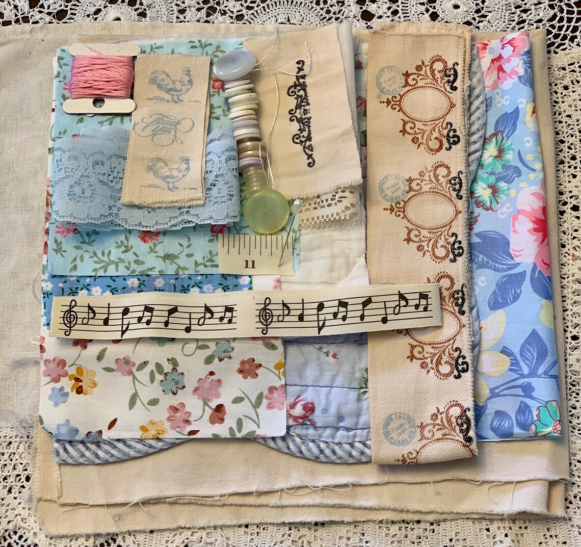 Vintage Craft Bundles Slow Stitch Antique Fabric Craft Packs Vintage ...