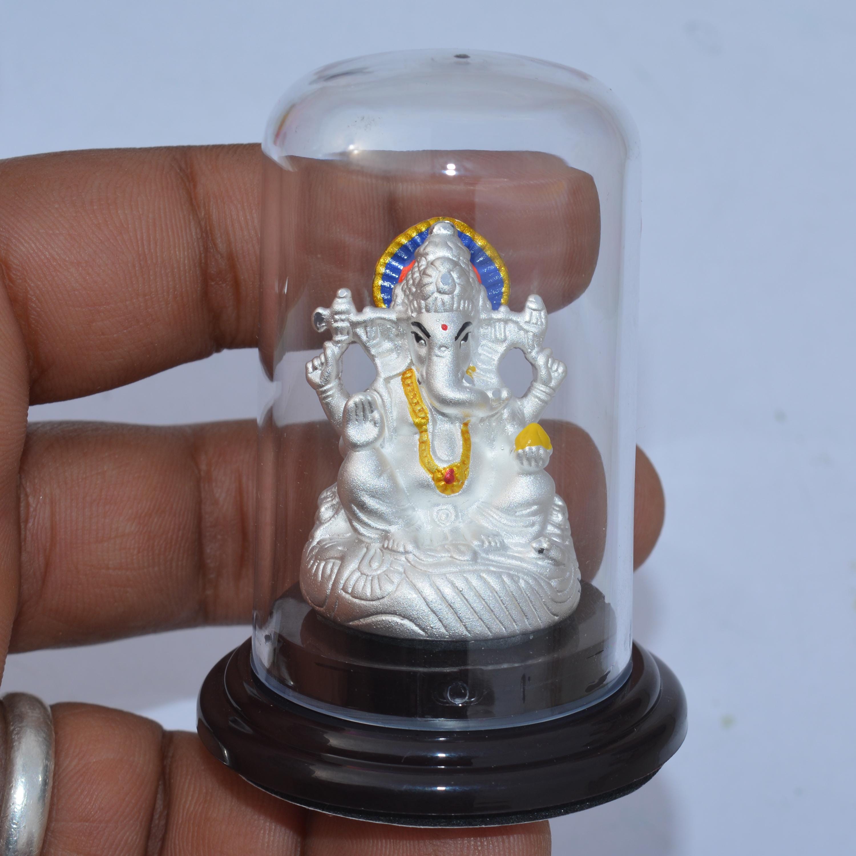 Pure Silver Ganesh Ji Solid Idol/statue for Home Decoration Car, Bus ...