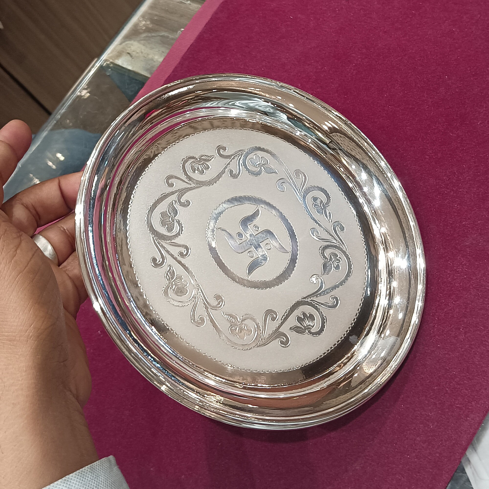 Artgemsjewellry Pure Silver Plate New Design Thali Solid Silver Plate ...