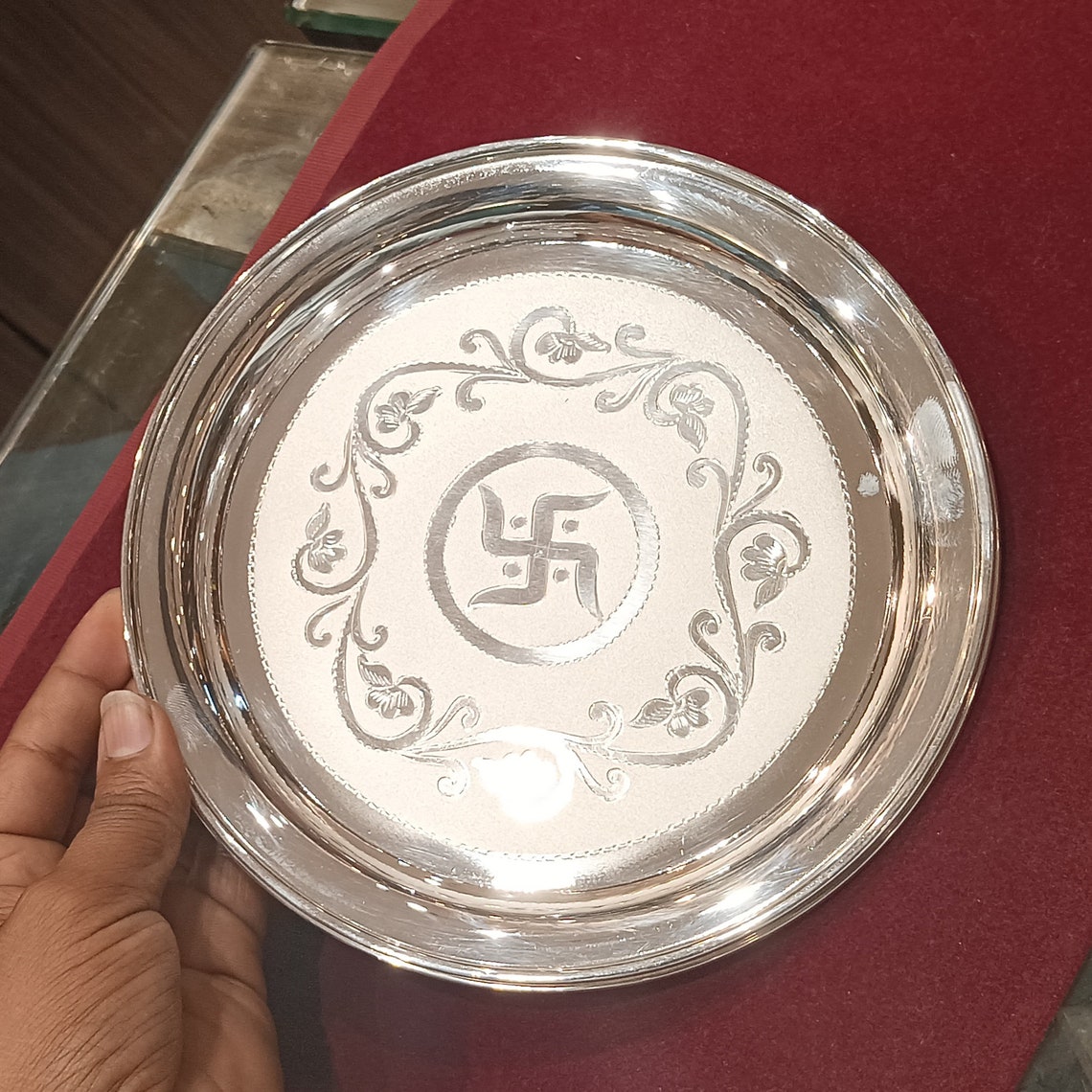 Artgemsjewellry Pure Silver Plate New Design Thali Solid Silver Plate ...