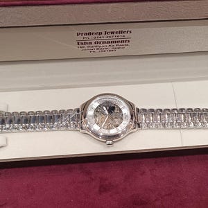 925 Sterling Silver Automatic Men's Round Watch Unique Link Bracelet ...