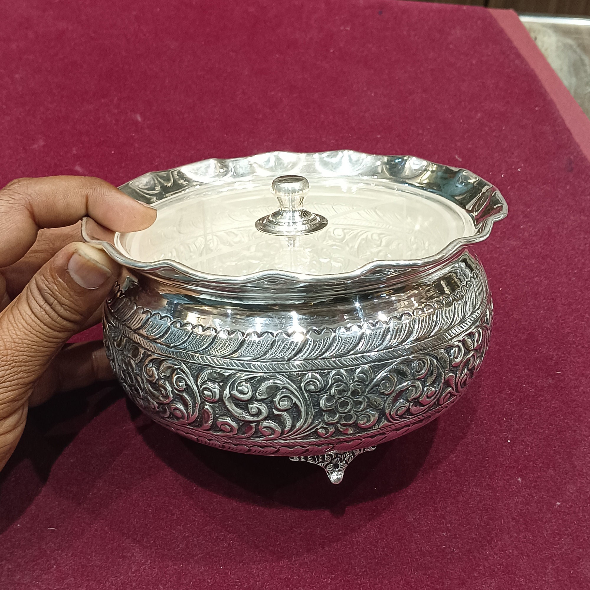 Mothers Day Sterling Pure Silver Food Box New Design Silver Dry Fruits ...