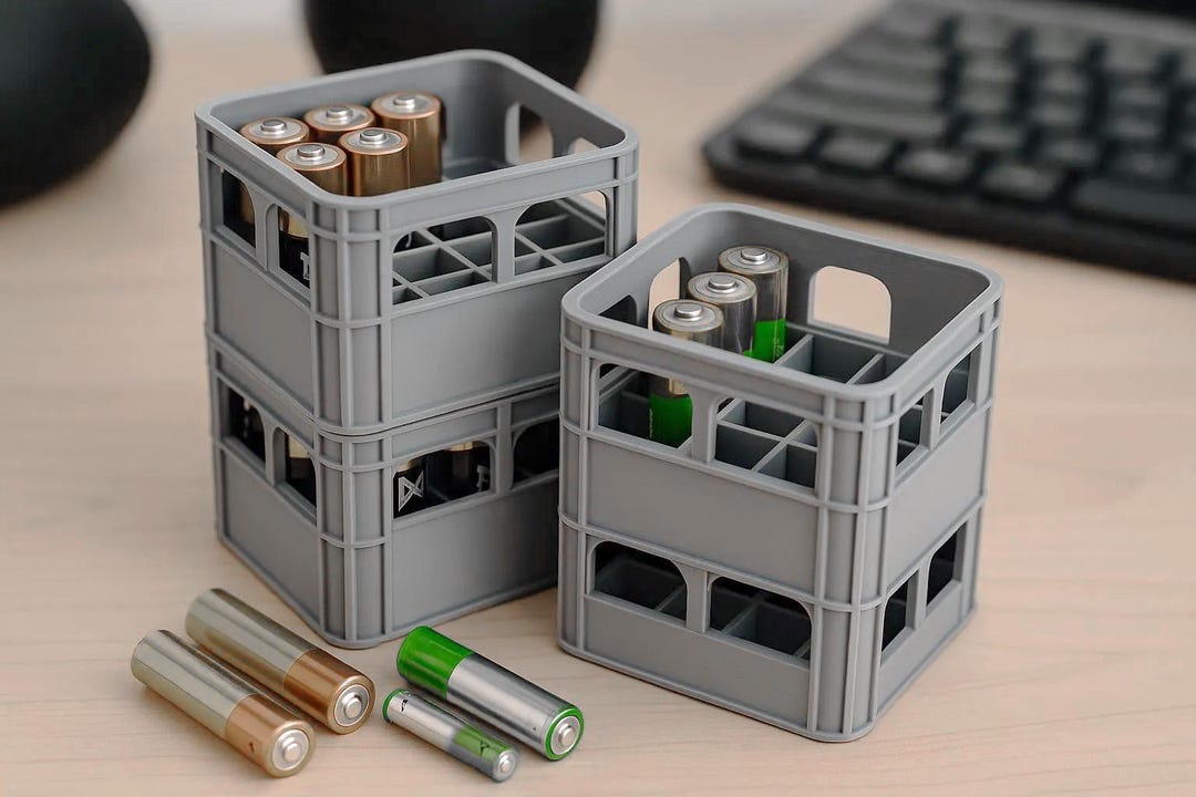 Modular Battery Storage Crates – Compact Organizer for AA / AAA / 9V ...