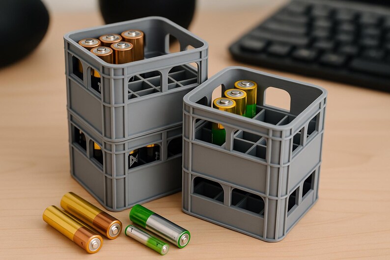 Modular Battery Storage Crates – Compact Organizer for AA / AAA / 9V ...