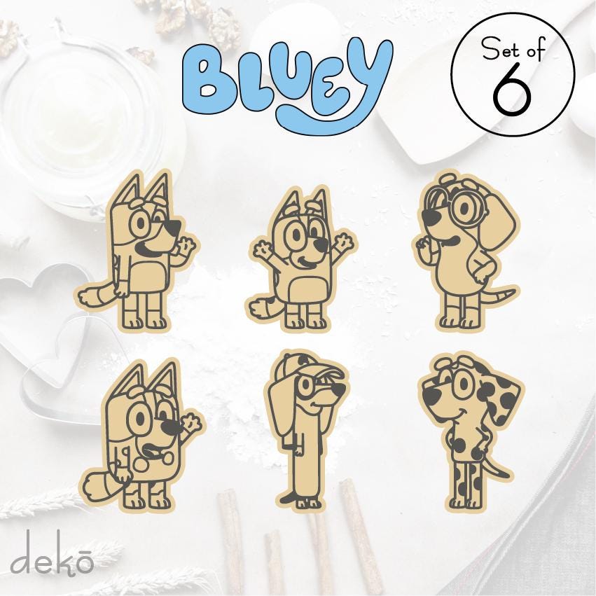 Bluey - Cookie Cutters and Fondant Stamps (set of 6) – Perfect for ...