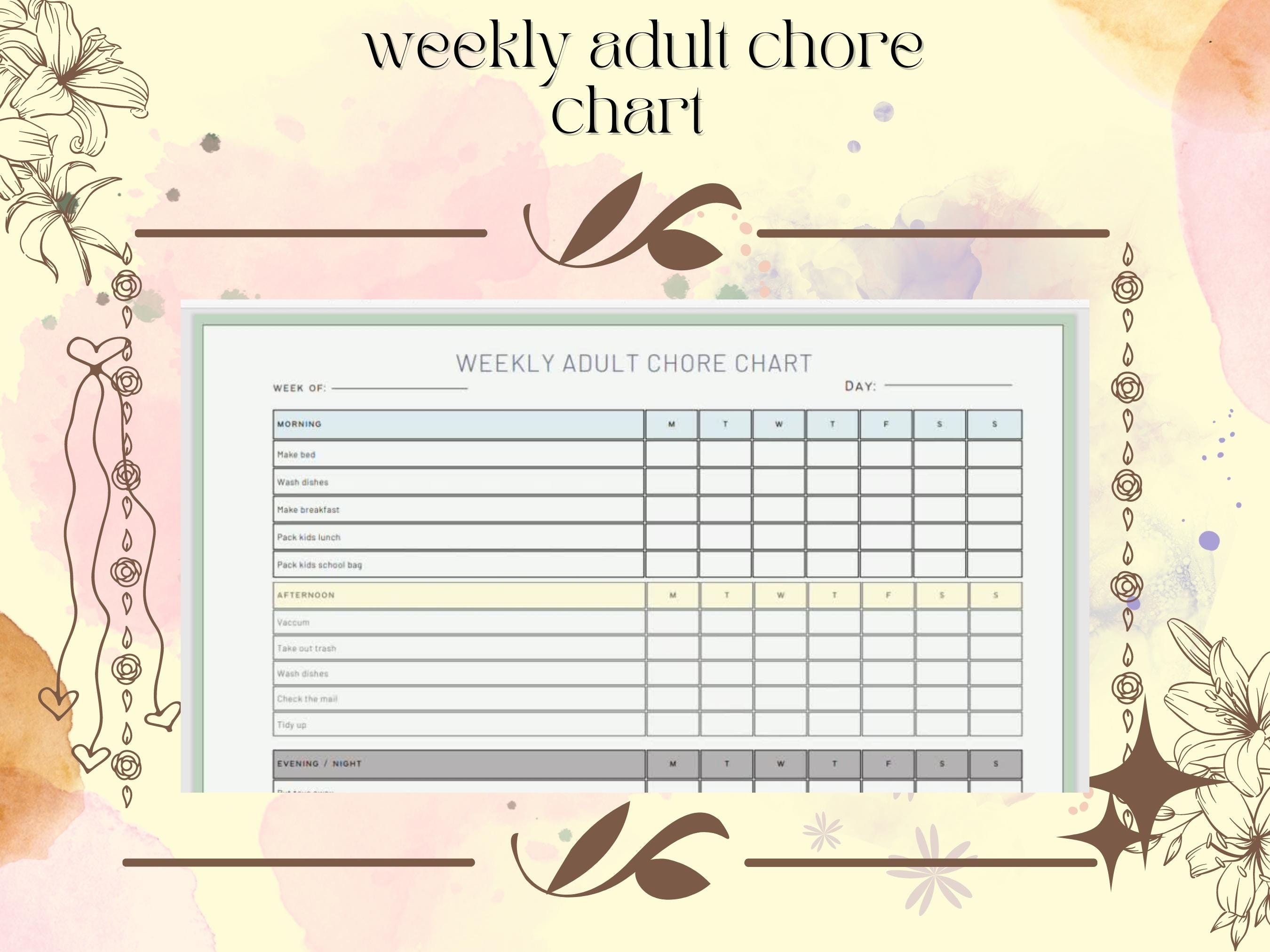 Chores Chart Adult, Chore Charts Adults,chore Charts Svg,to-do List ...