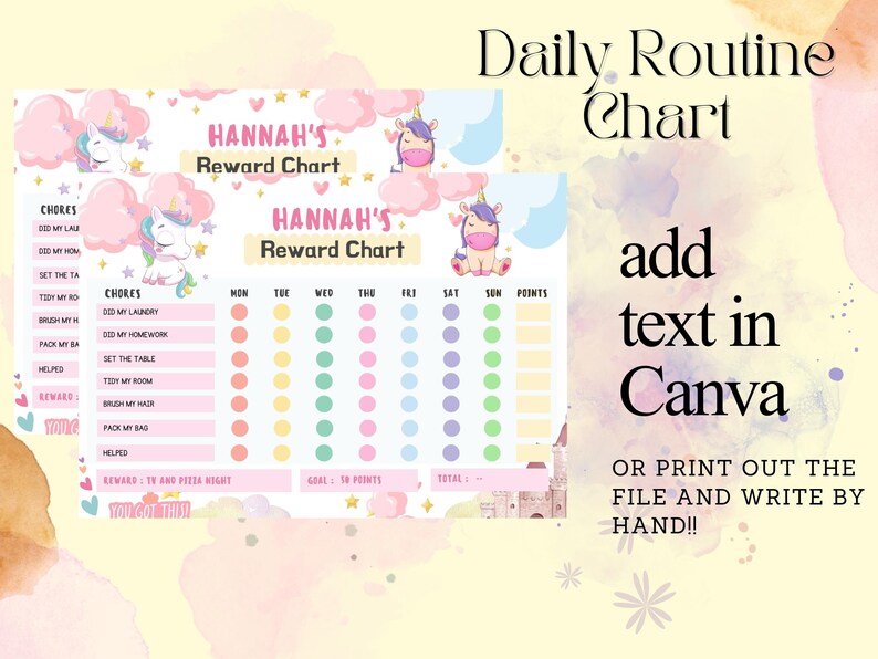 Unicorn Rewards Charts, Reward and Consequence Chart, Rainbow Rewards ...