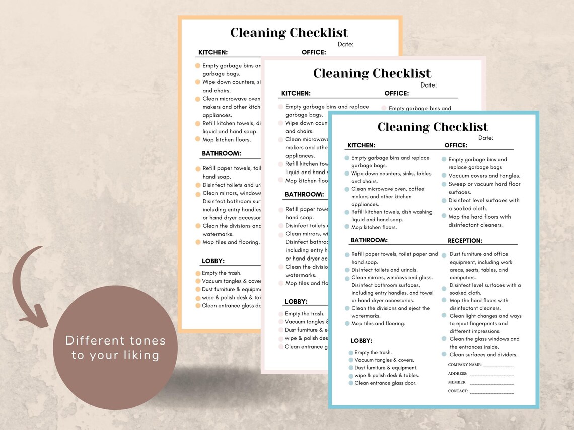 Commercial Cleaning Checklist,janitorial Checklist,cleaning Schedule ...