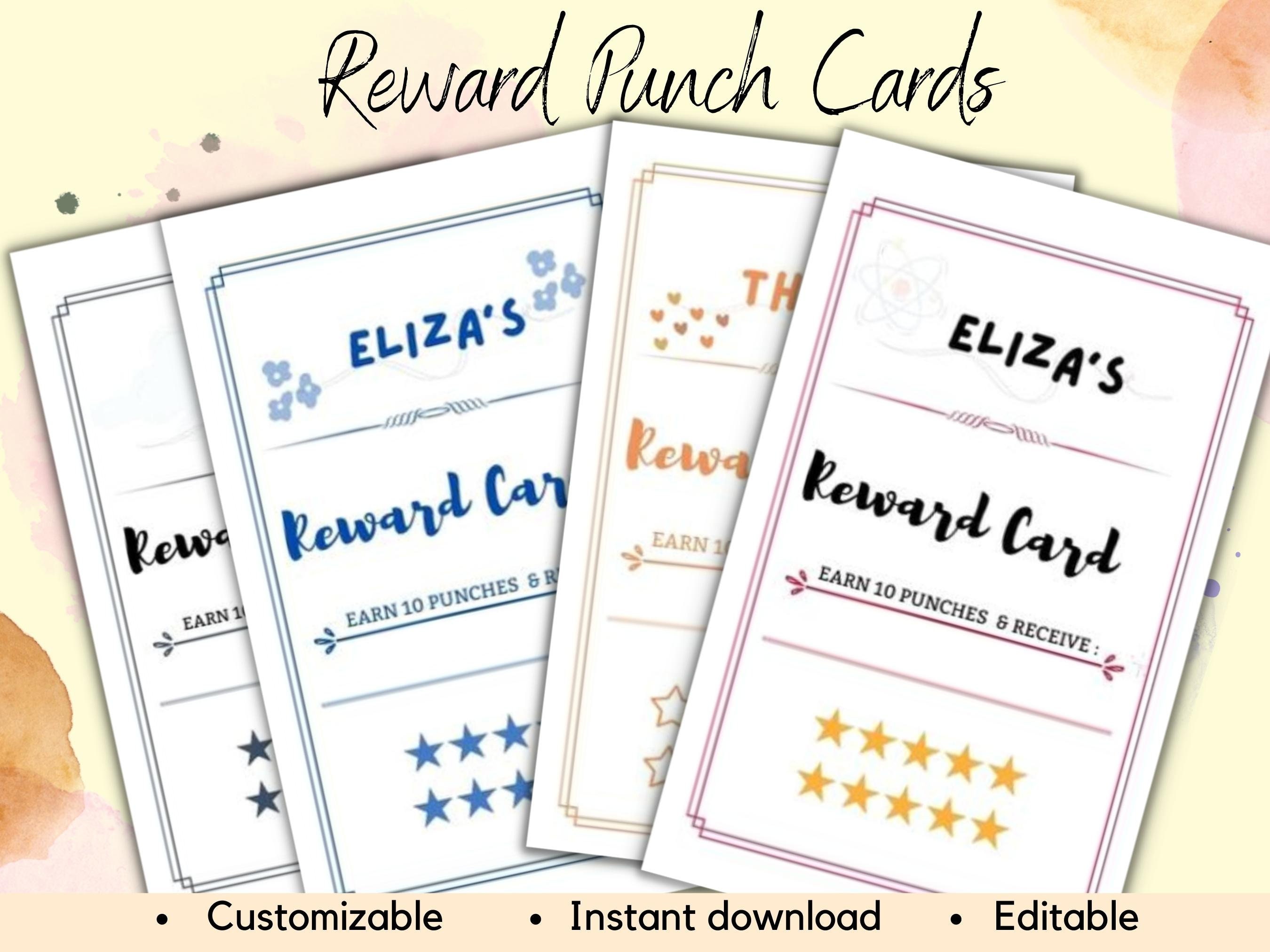Reward Punch Card, Loyalty Card Punch Card, Behavior Punch Card, Esl ...