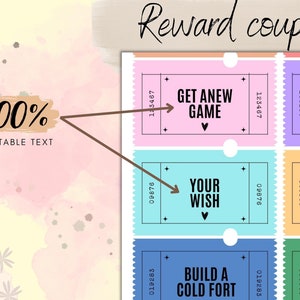 Reward Coupons for Kids, Chore Reward Coupon, Reward Tickets, Reward ...