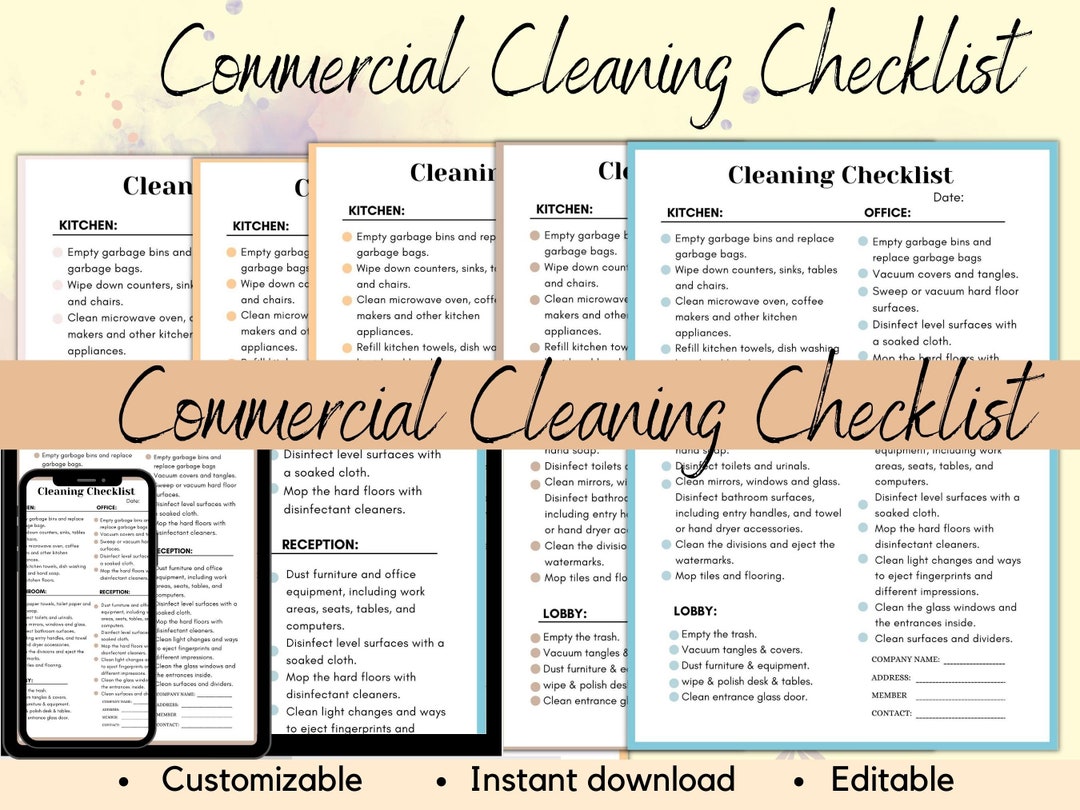 Commercial Cleaning Checklist,janitorial Checklist,cleaning Schedule ...