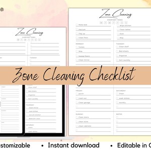 Zone Cleaning Checklist Biweekly Cleaning Checklistdeclutter - Etsy