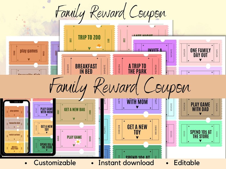 Reward Coupons for Kids Chore Reward Coupon Reward Tickets - Etsy