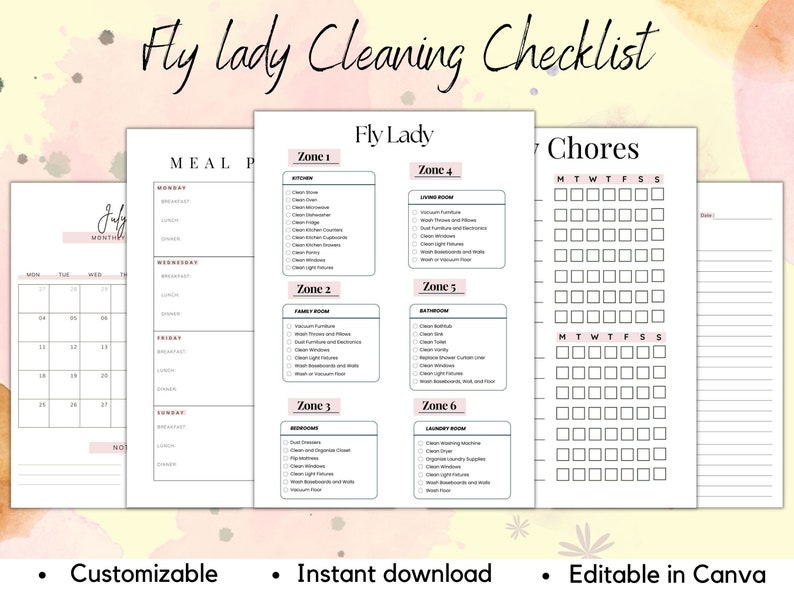Fly Lady Cleaning Schedule, Fly Lady Printables, Flylady Cleaning ...