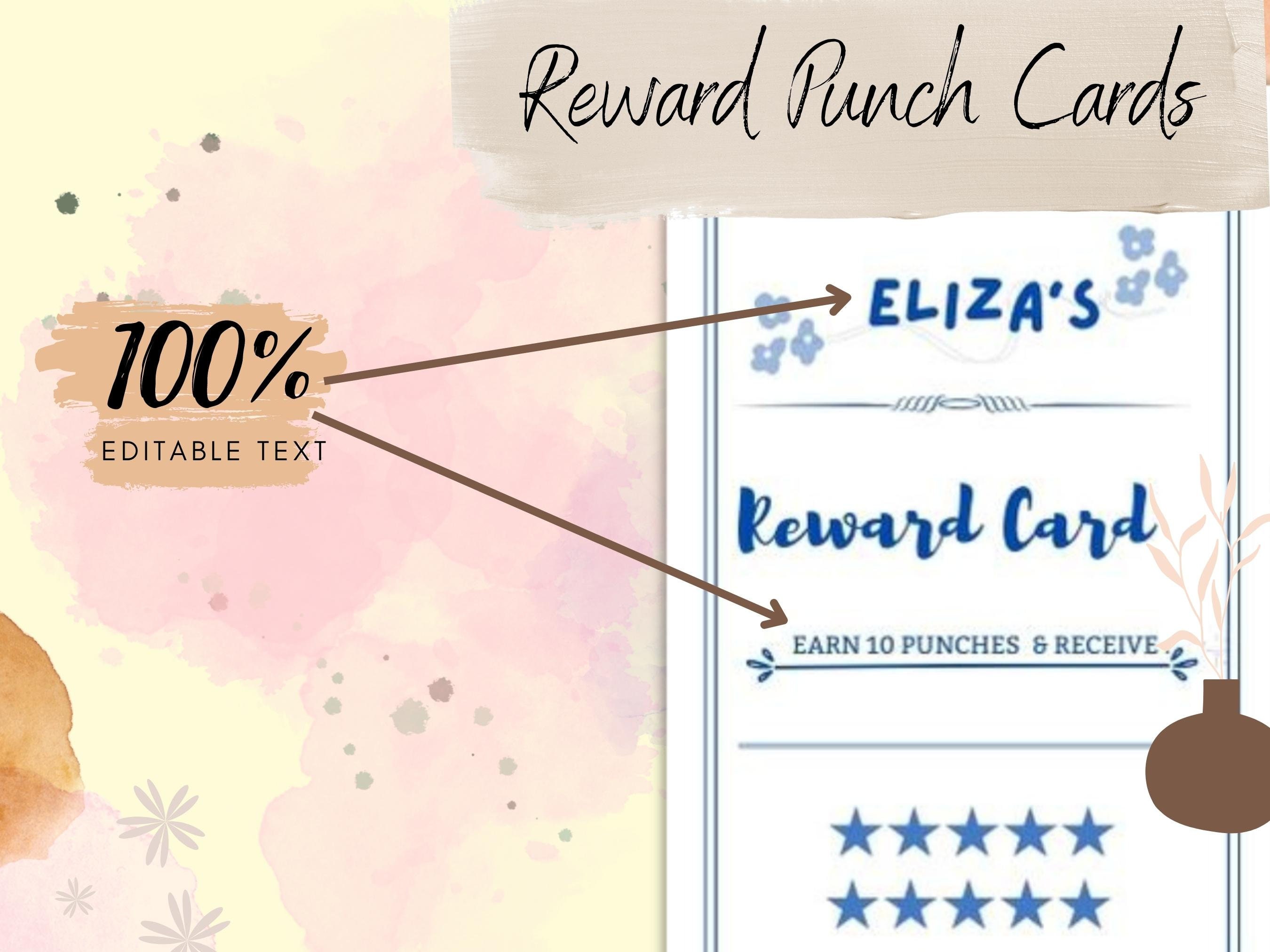 Reward Punch Card, Loyalty Card Punch Card, Behavior Punch Card, Esl ...