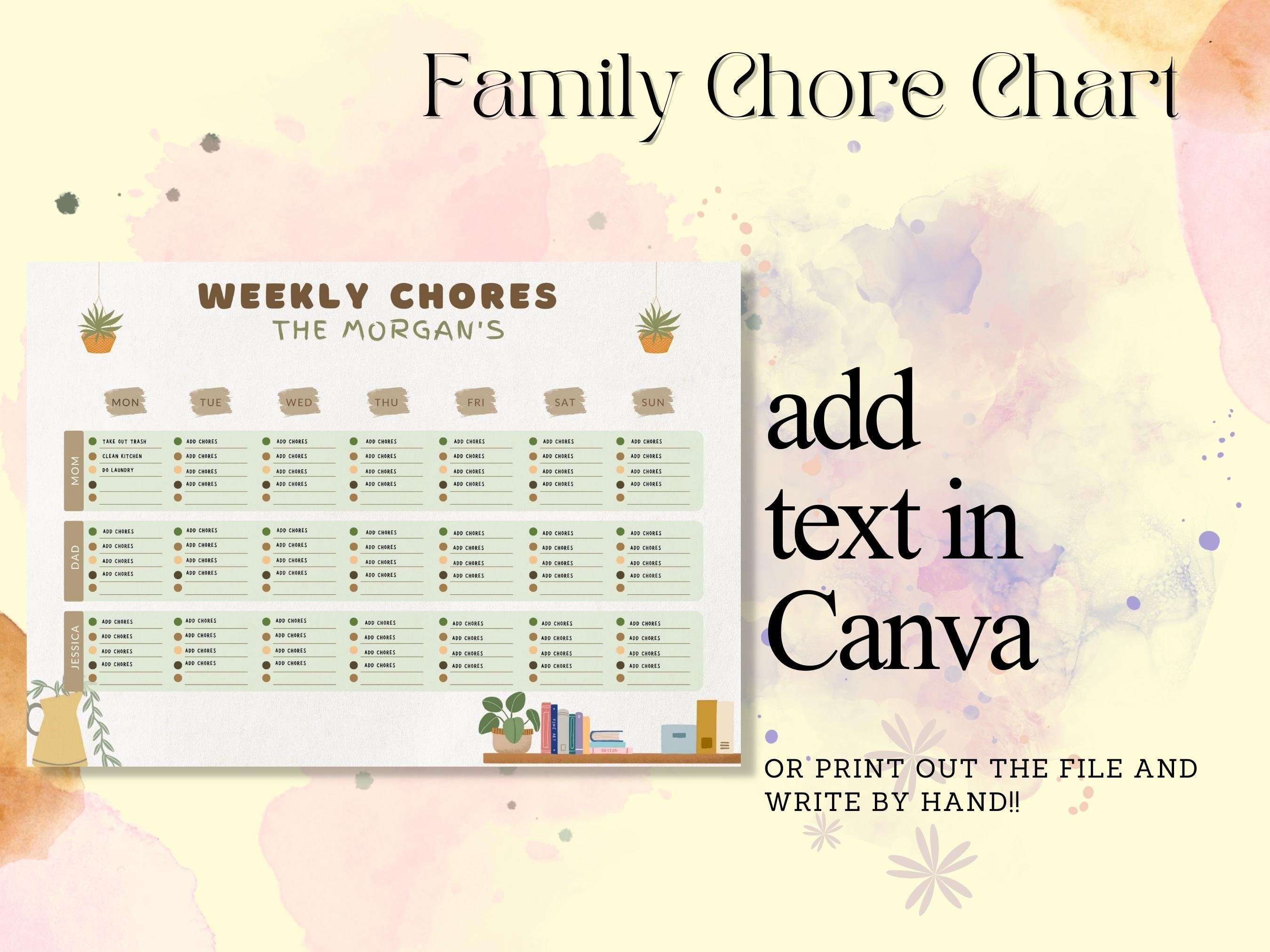 3 Kids Chore Chart, 3 Person Chore Chart, Editable Chore Charts for ...