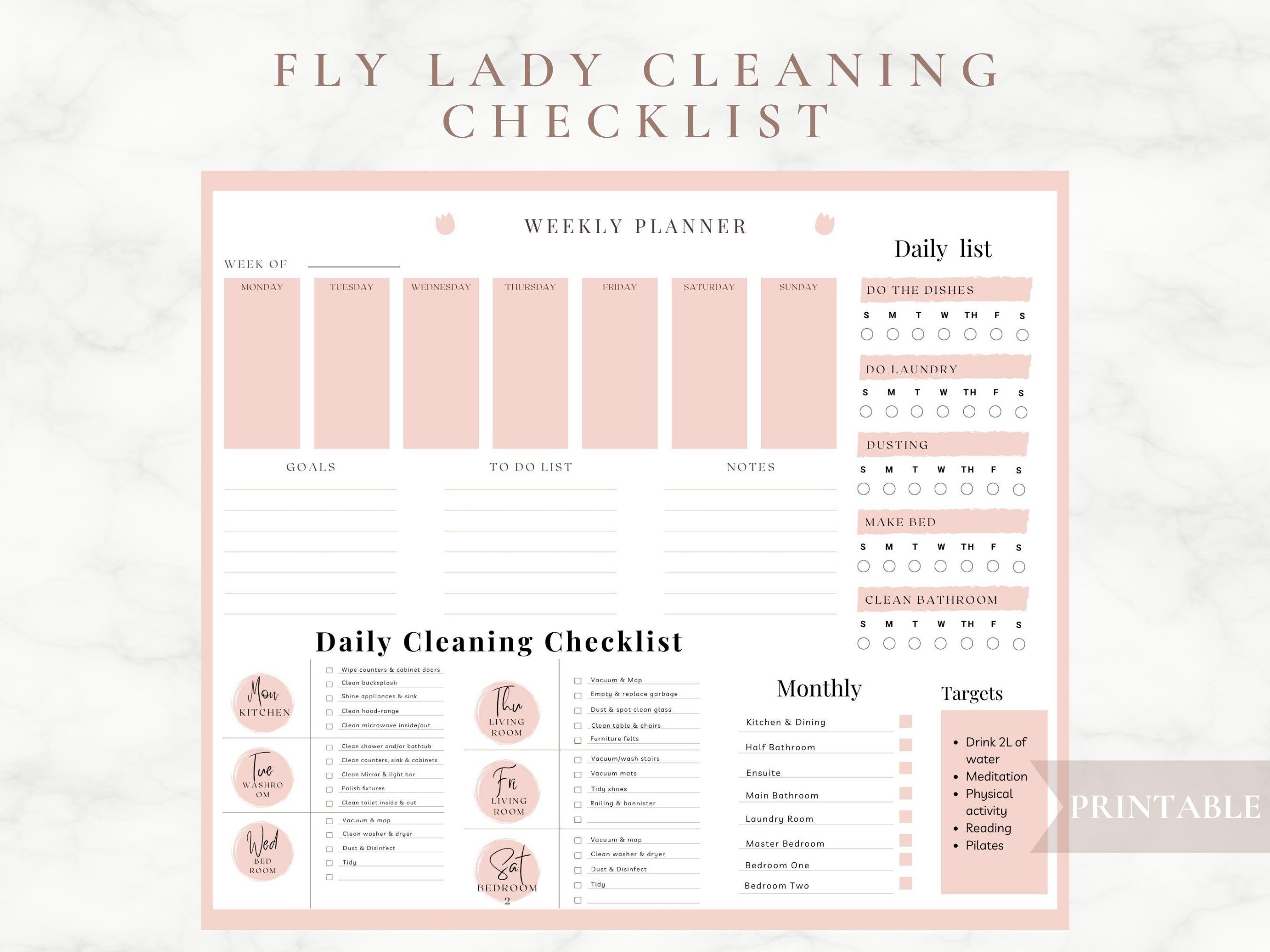 Fly Lady Cleaning Schedule, Fly Lady Printables, Flylady Cleaning ...
