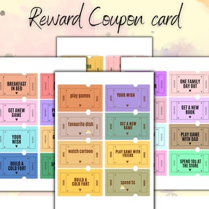Reward Coupons for Kids, Chore Reward Coupon, Reward Tickets, Reward ...