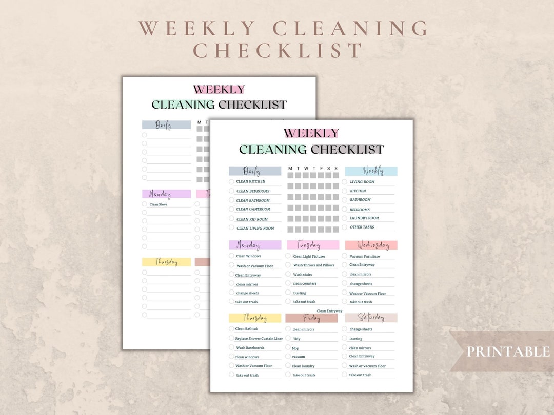 Weekly Ultimate Cleaning Checklist, Biweekly Cleaning Checklist ...