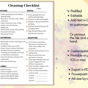 Commercial Cleaning Checklist,janitorial Checklist,cleaning Schedule ...