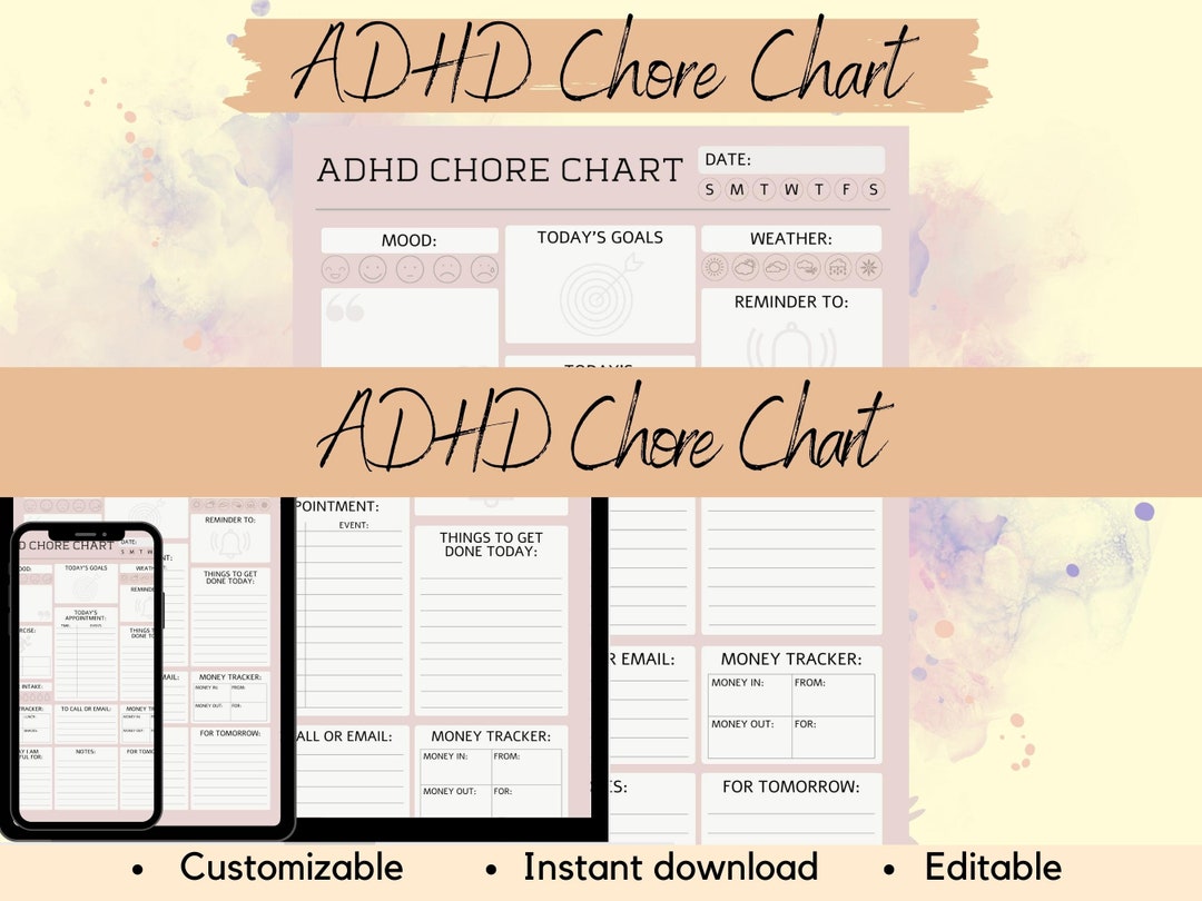 ADHD Adult Planner, ADHD Planner Print, ADHD Budget Task Planner, Adhd ...