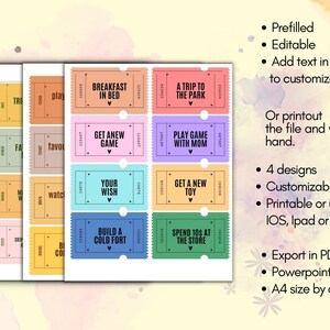 Reward Coupons for Kids, Chore Reward Coupon, Reward Tickets, Reward ...