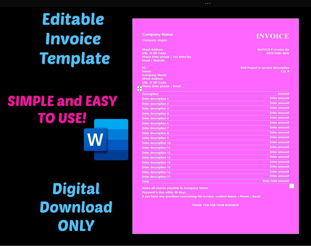Colorful Invoice Template, Simple Invoice Template, Colorful Template ...