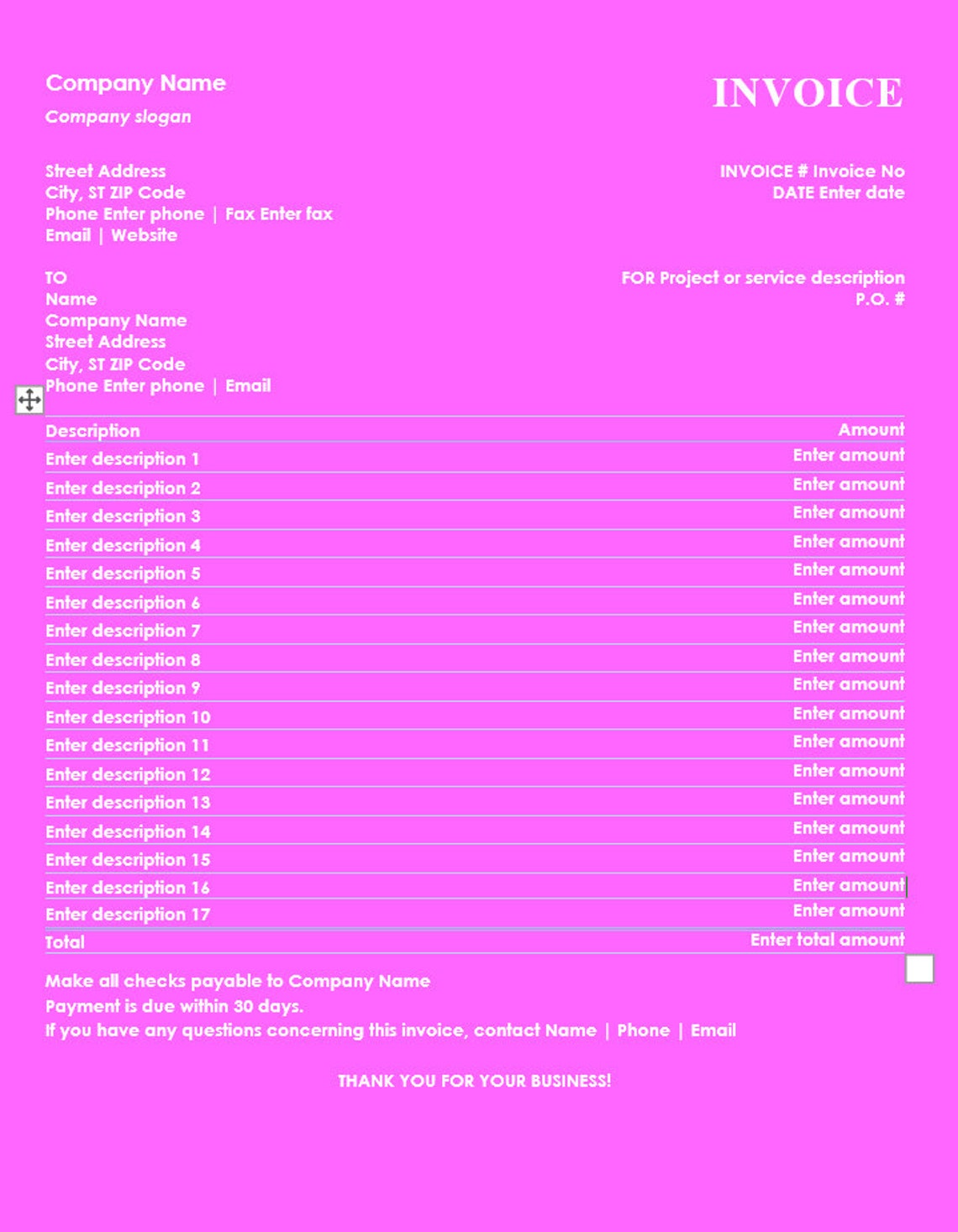 Colorful Invoice Template, Simple Invoice Template, Colorful Template ...