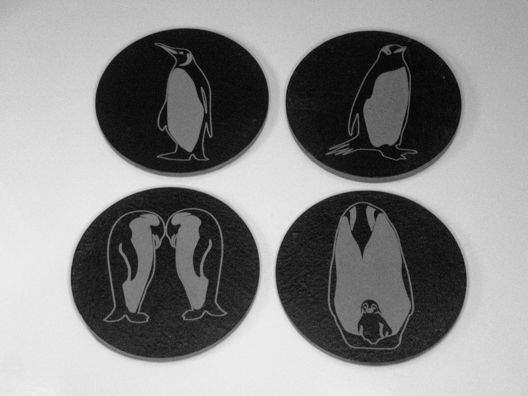 Penguin, Engraved Slate Coaster, Stone Coaster, Drink Coasters - Etsy