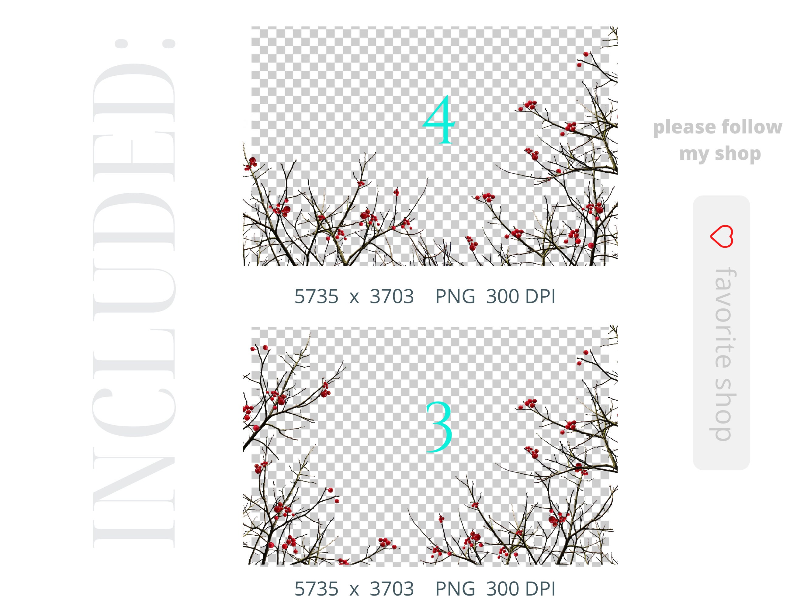 Winter Berry PNG Overlay Transparent PNG Winter Bush Overlay Branch Png ...