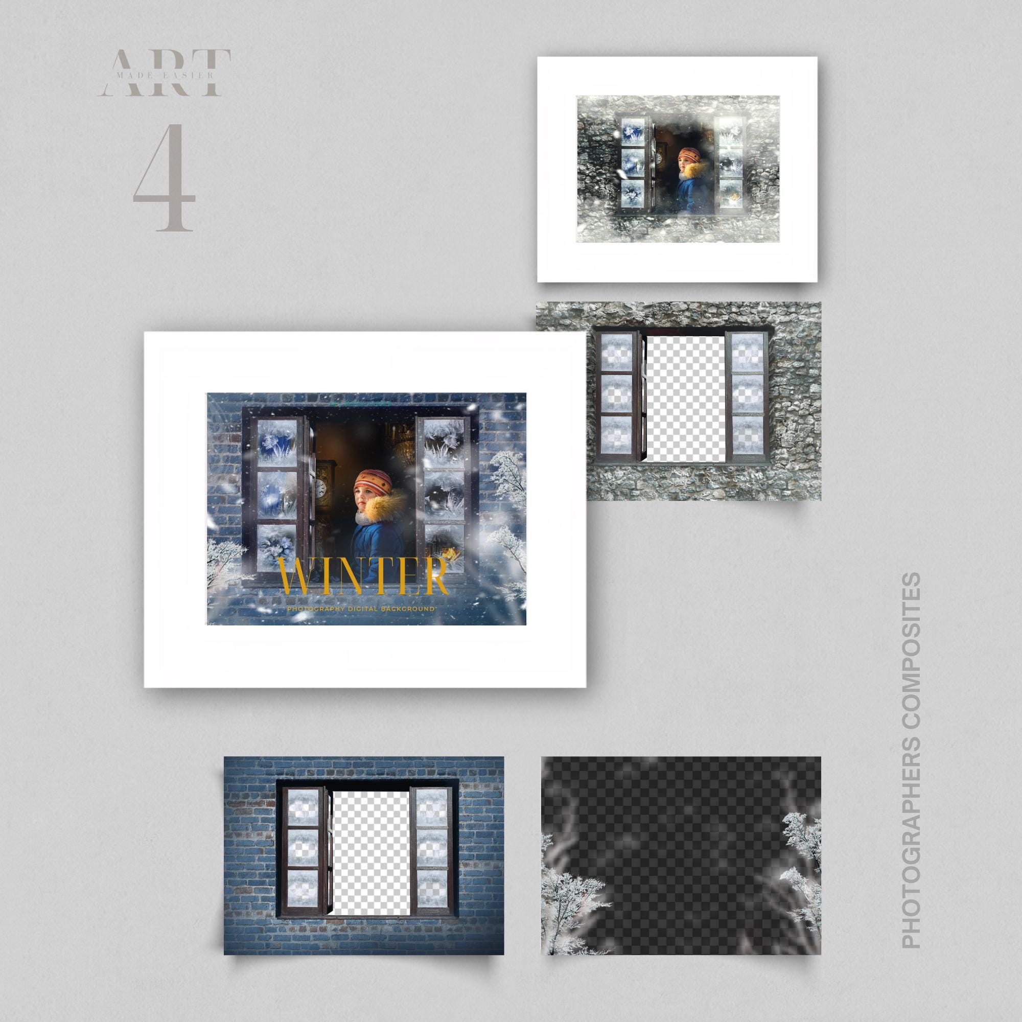 Snowy Window PNG Overlay, Winter Holiday Interior Scene, Frosted Glass ...